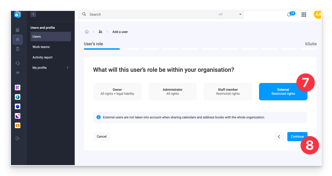🚀 Invite a user to use kChat - Infomaniak