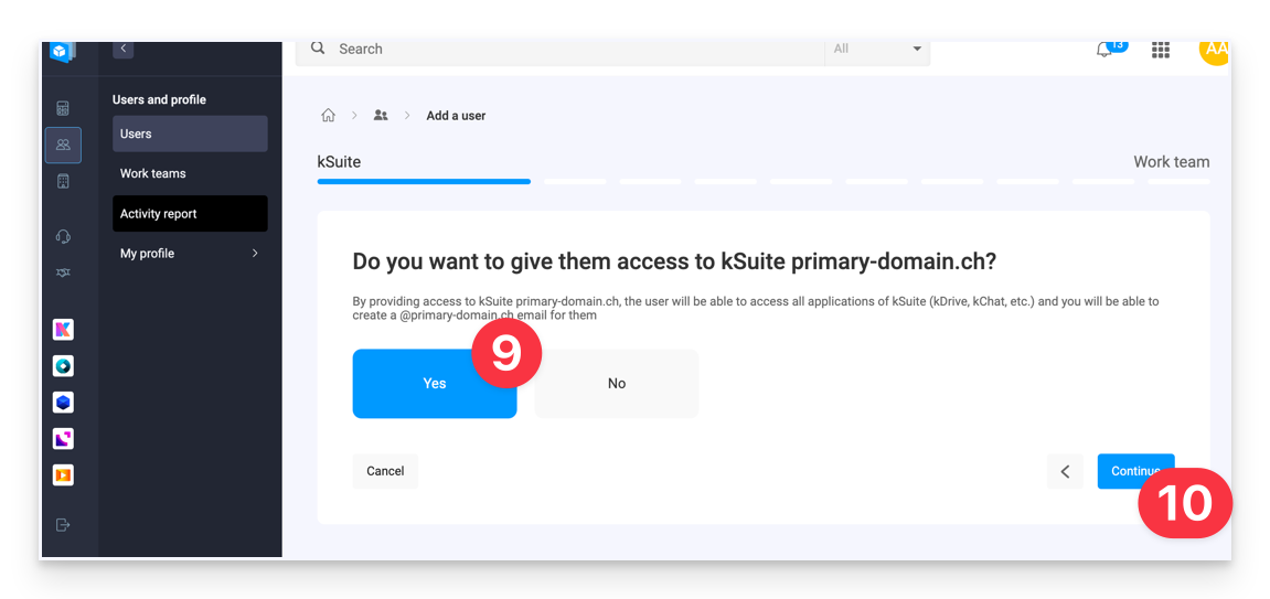 🚀 Invite a user to use kChat - Infomaniak