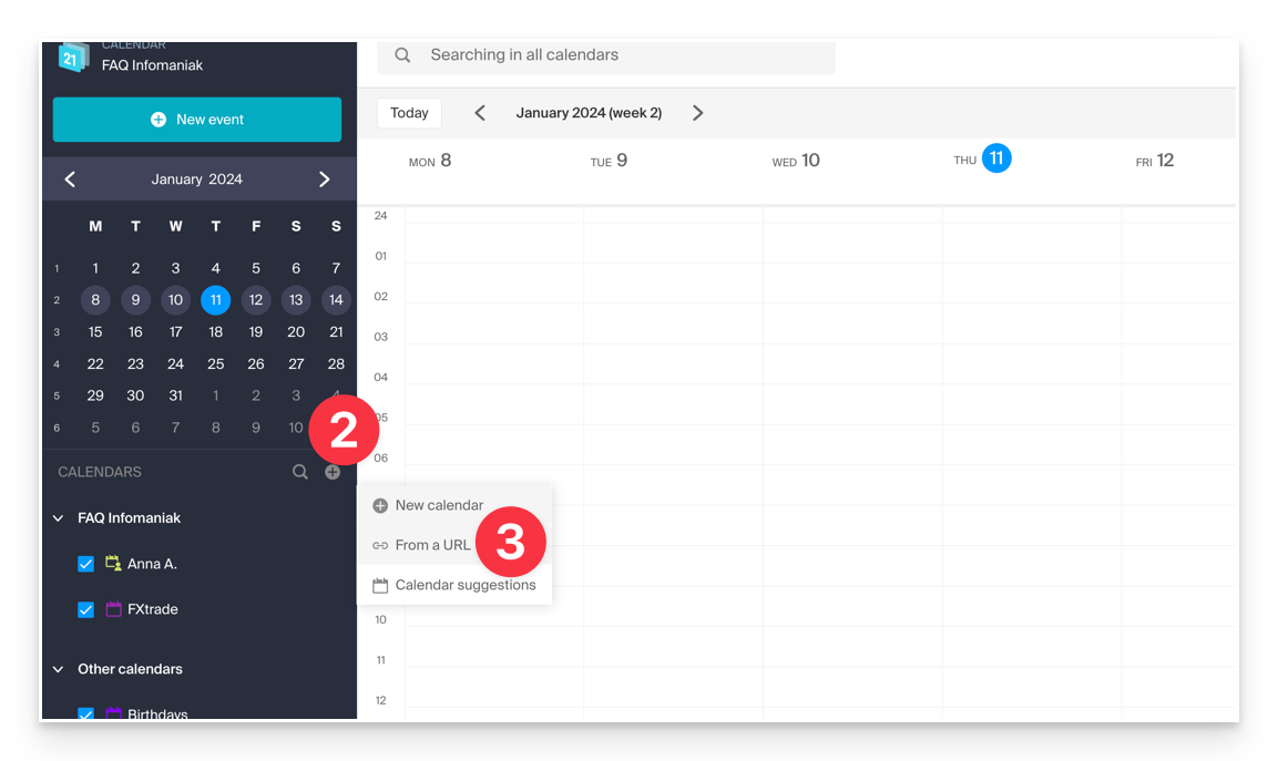 🚀 Import a calendar into Calendar - Infomaniak