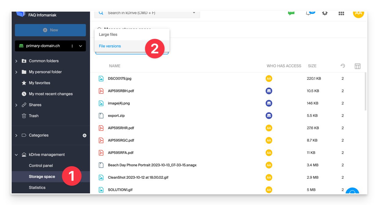 🚀 Restore a kDrive File to Its Previous Version - Infomaniak