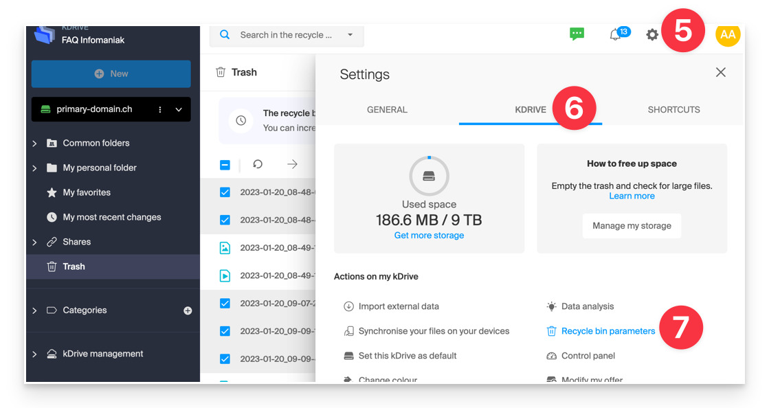 🚀 Restore a deleted kDrive file - Infomaniak