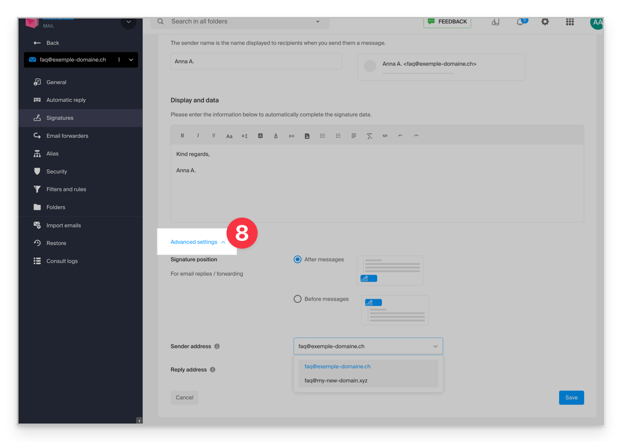 🚀 Send messages from another email address - Infomaniak